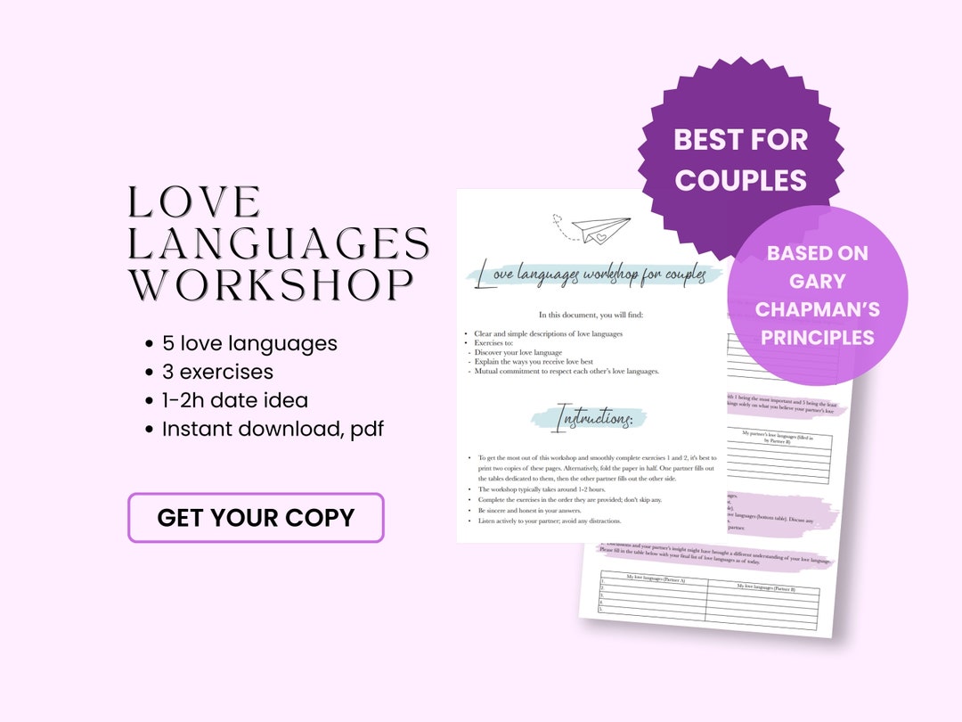 Love Languages Workshop for Couples Relationship Worksheets Romantic ...