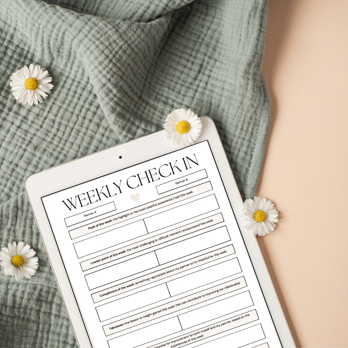 Weekly Check-in Template for Couples, Relationship Check-in Printable ...