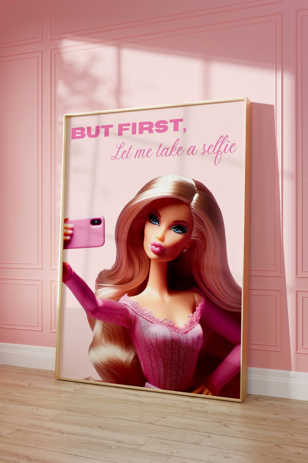 Retro Selfie Doll Poster | Girly Pink Wall Art (digital Download) - Etsy