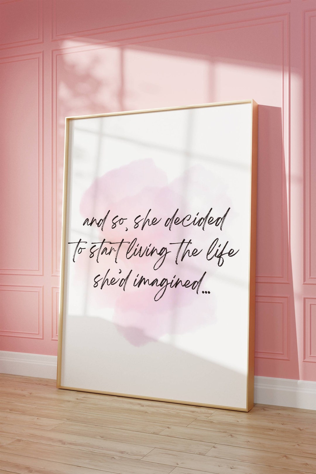 Inspirational Quote Poster: Pink Room Decor, Live Your Dream Life ...