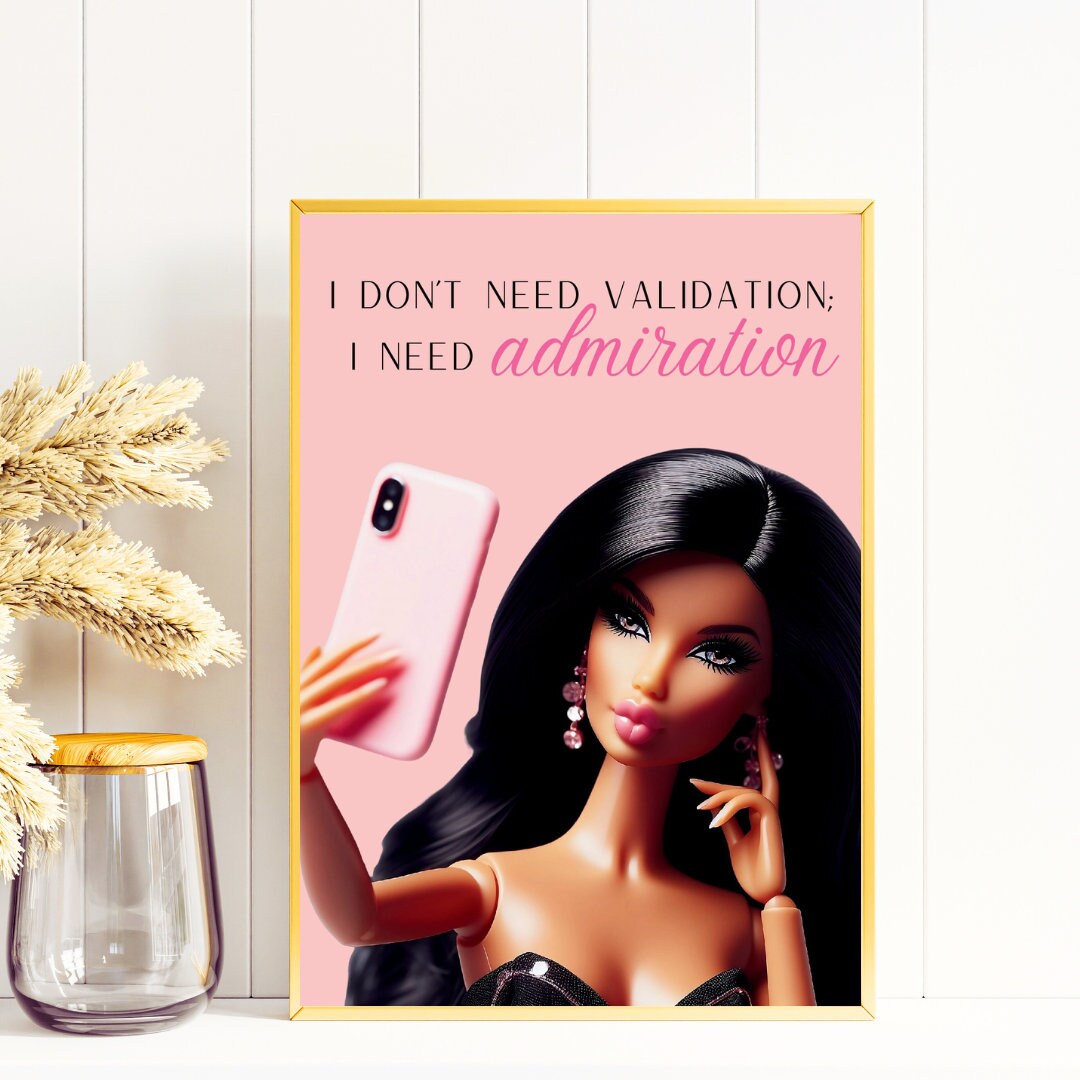 Selfie Poster Girly Wall Art Pink Poster Diva Retro Doll Poster Pretty ...