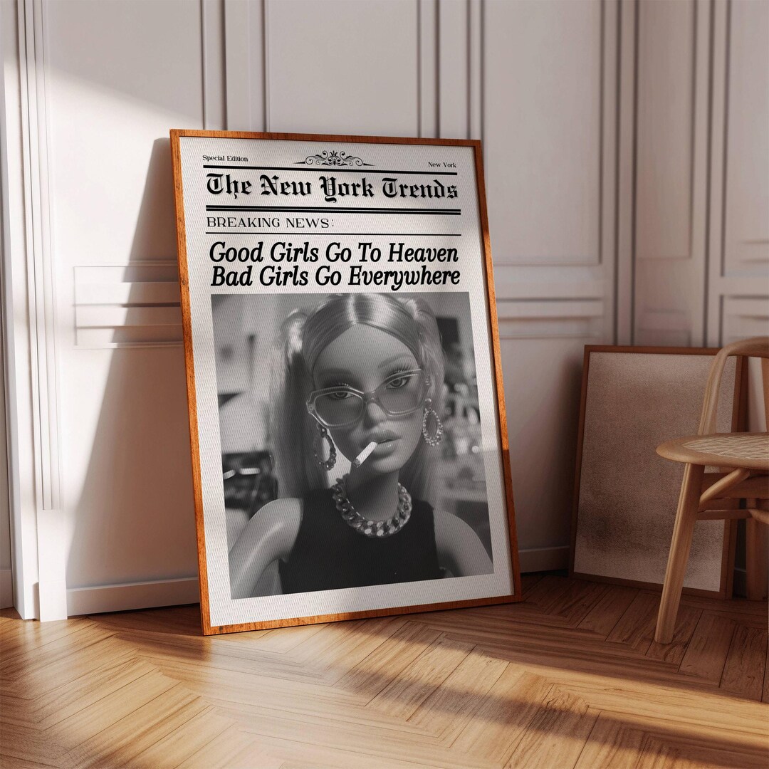 Trendy Newspaper Print | Bad Girl Poster | Retro Doll Print (digital ...