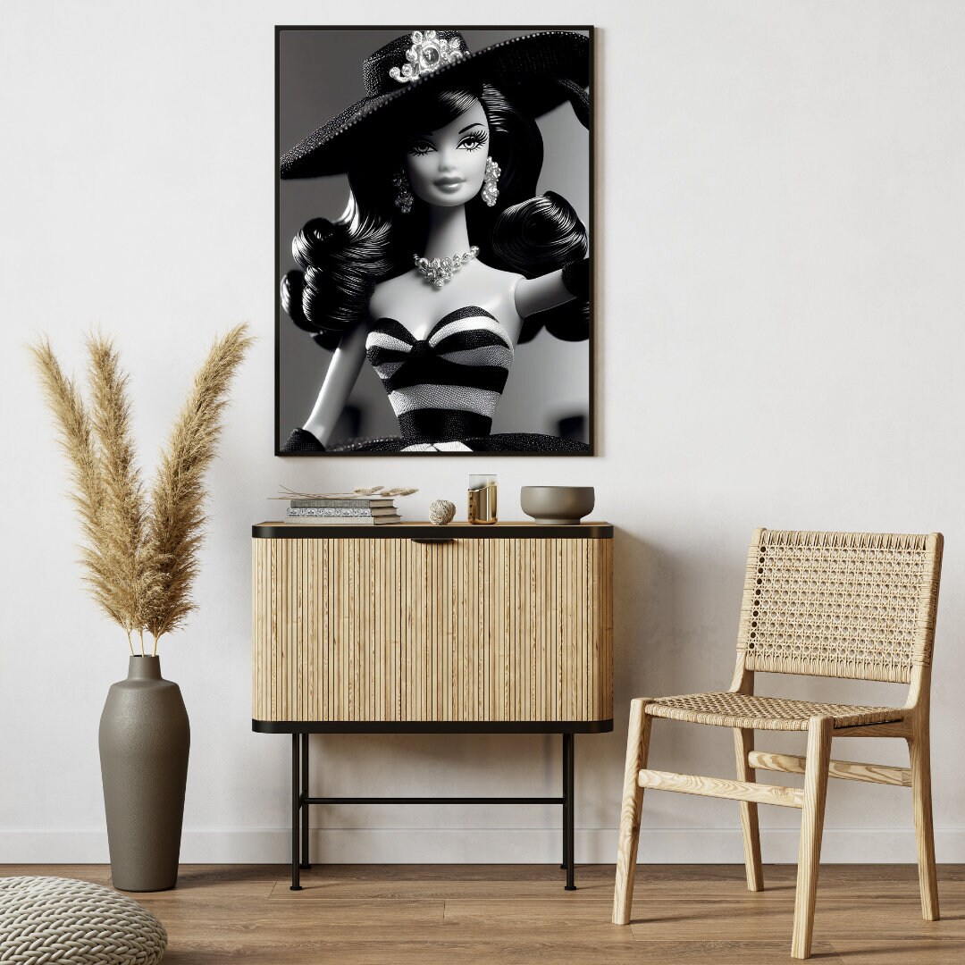 Girly Wall Art Black and White Poster Fashion Doll Vintage Aesthetic ...