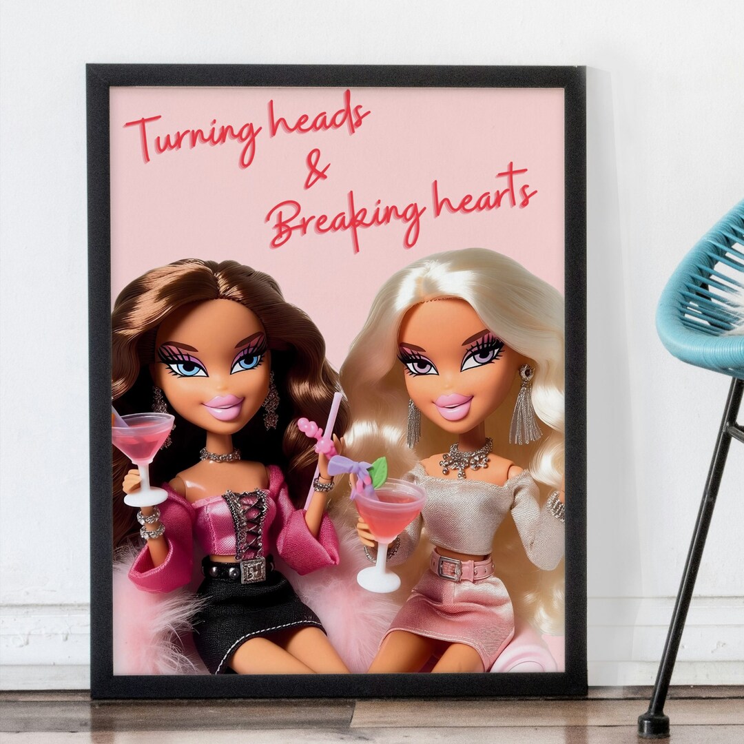 Friendship Poster Girly Wall Art Pink Poster Diva's Retro Doll Poster ...
