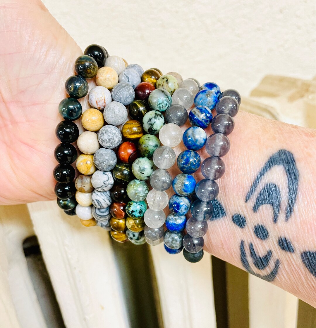 Natural Gemstone Stackable Stretch Bracelets, Stackers, Layering Bead ...