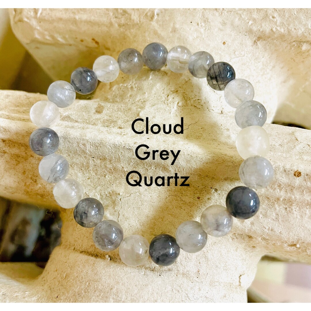 Cloud Grey Quartz Bracelet: Intention Gemstone, Grounding Support - Etsy
