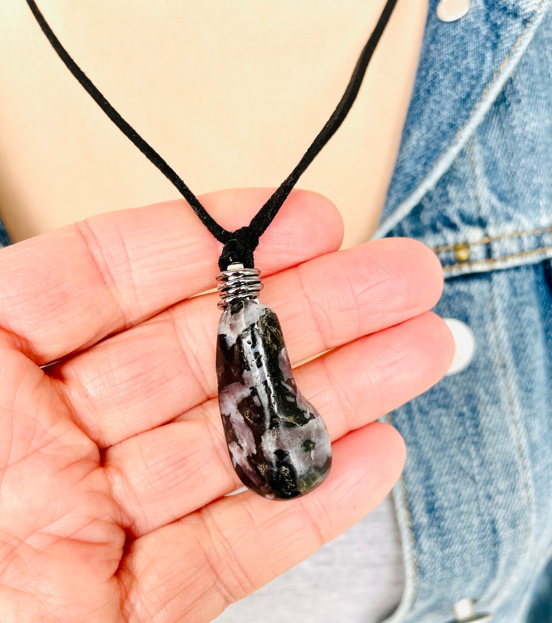Indigo Gabbro Mystic Merlinite Necklace, Mystic Merlinite, Gabbro, High ...
