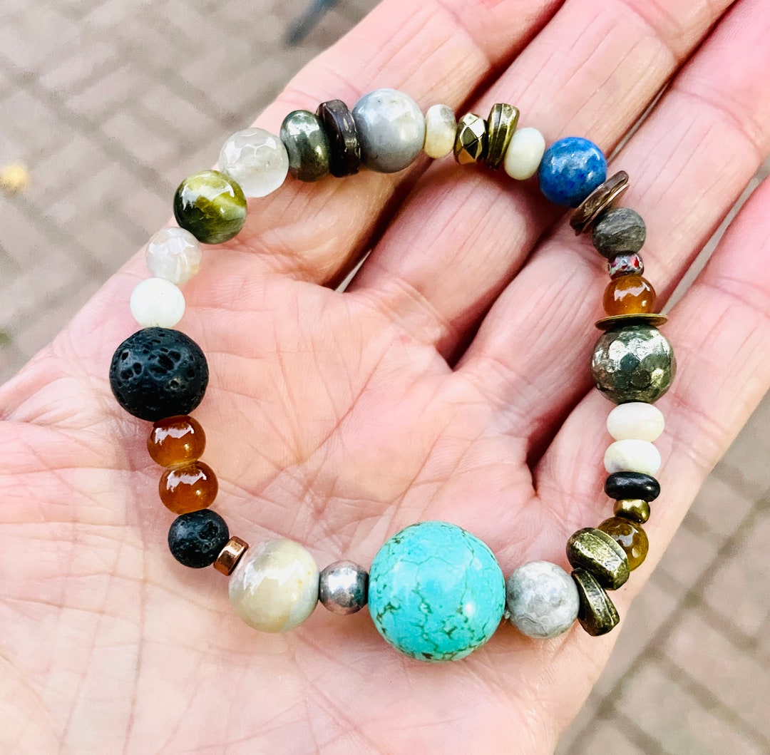 Earthy Mixed Bead Bracelet, Wear With Everything,boho Fun, Messy ...