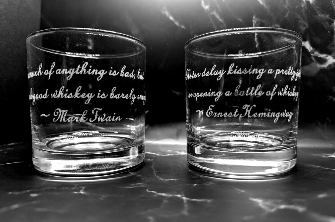 Whiskey Quotes - Twain and Hemingway Rocks Glasses - Etsy