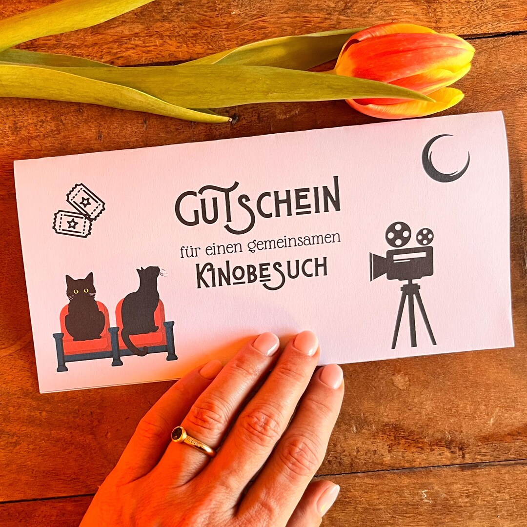 Printable DIN Long Cinema Voucher – Cat Voucher Folding Card + Sticker ...