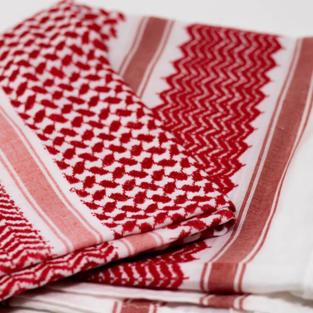 Hirbawi Kufiya Shemagh Palestine Red & White Tassels Arafat Hatta Arab ...