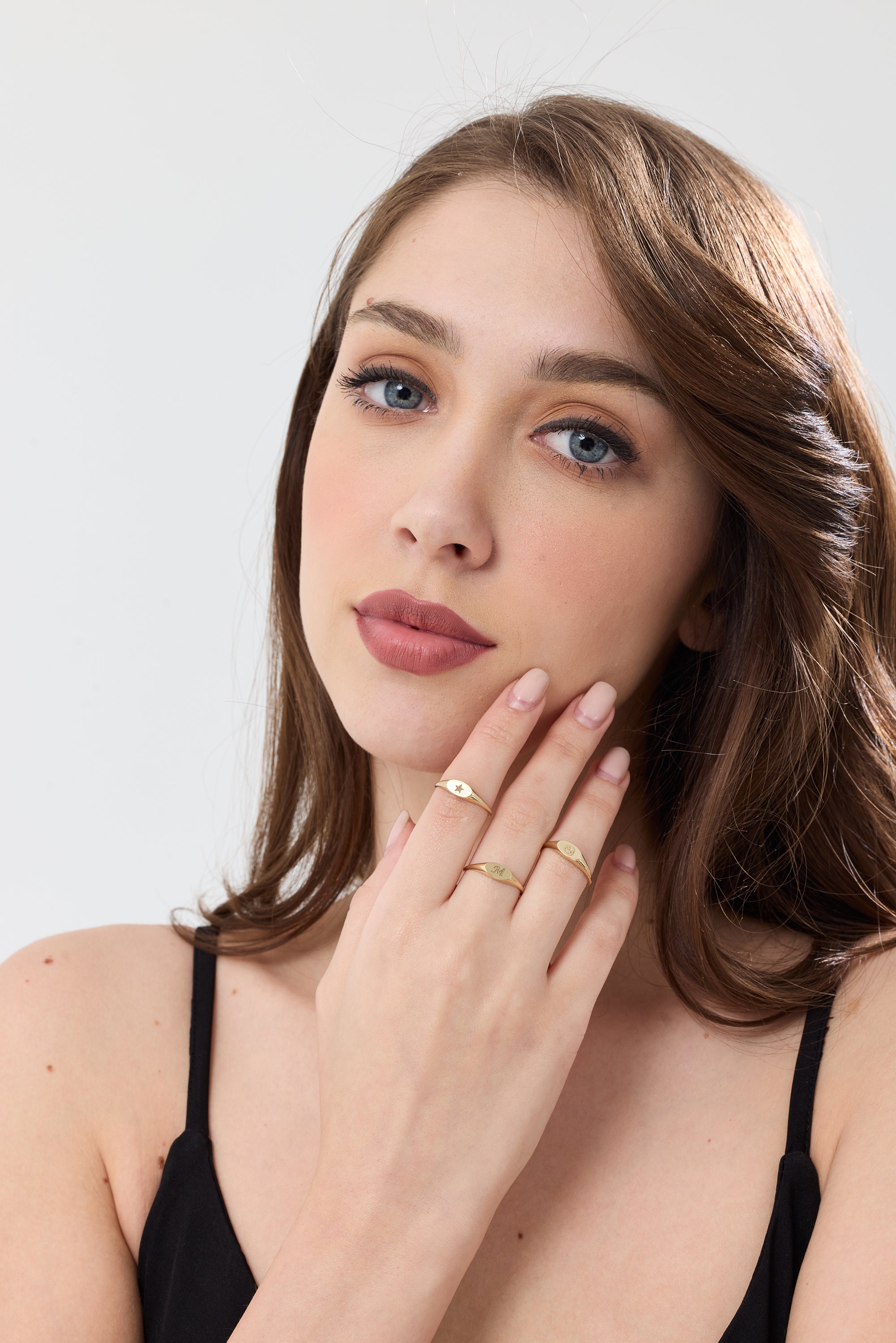 10K Gold Signet Ring Icons for Woman Gold Minimalist Ring, Thin Ring ...