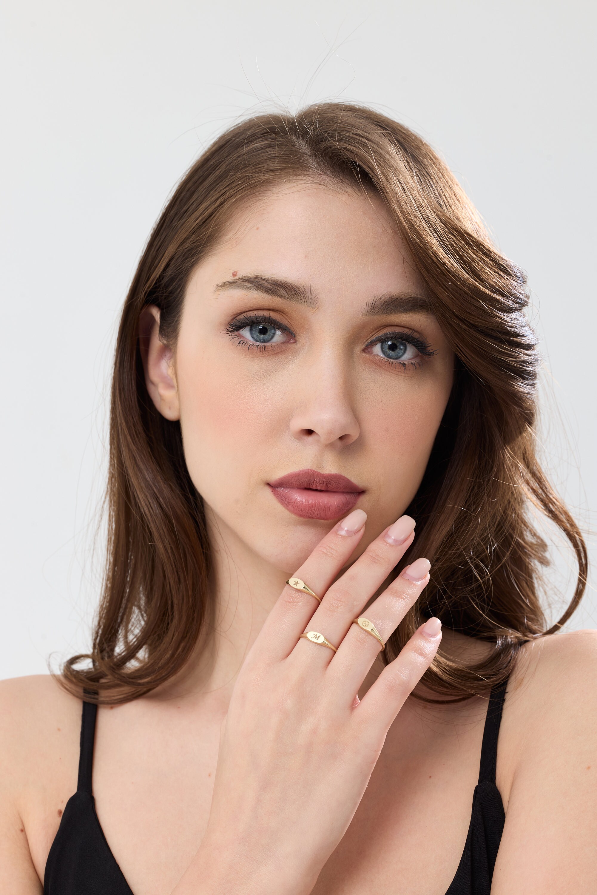 10K Gold Signet Ring Icons for Woman Gold Minimalist Ring, Thin Ring ...