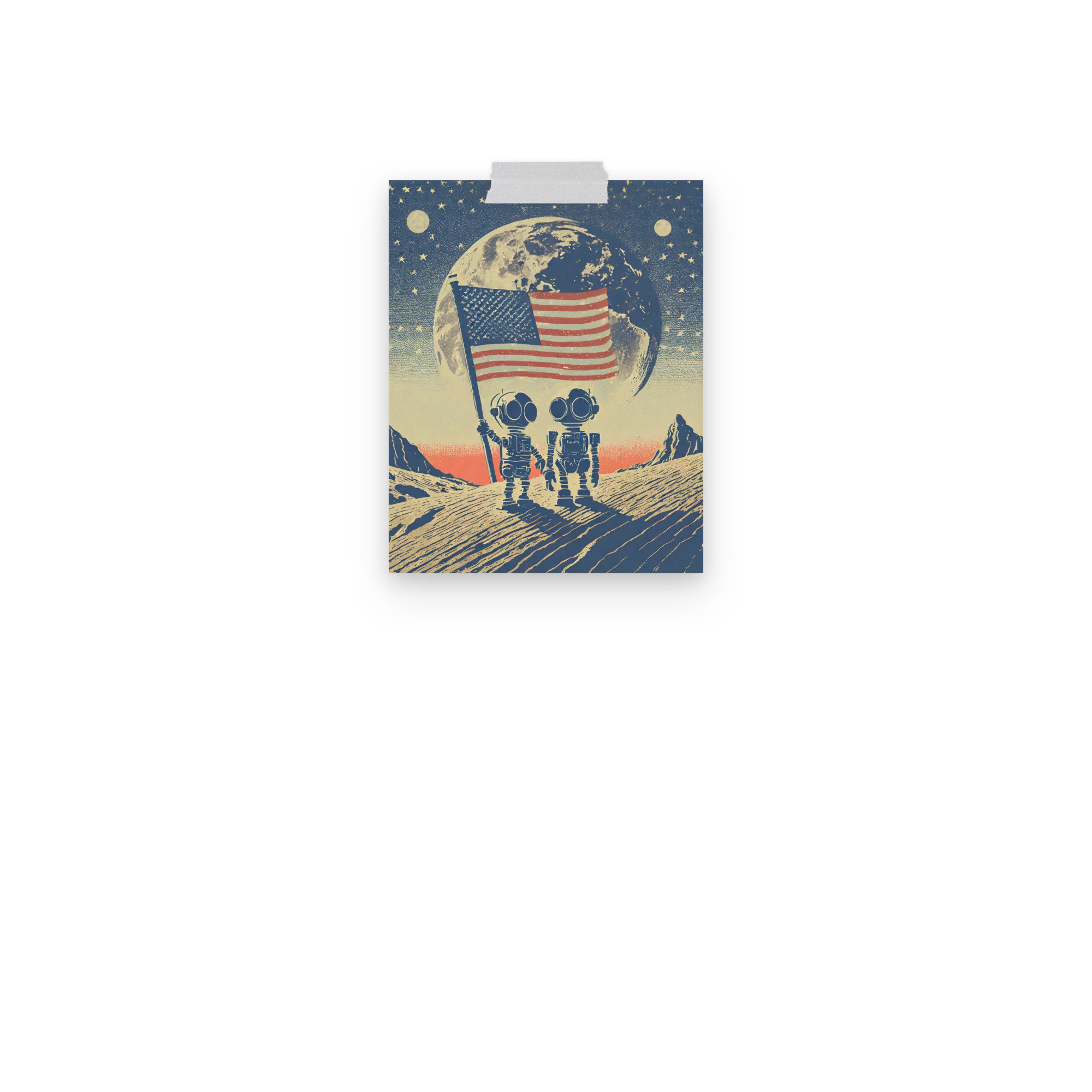 Patriotic Robots Tour the Planets Poster - Etsy