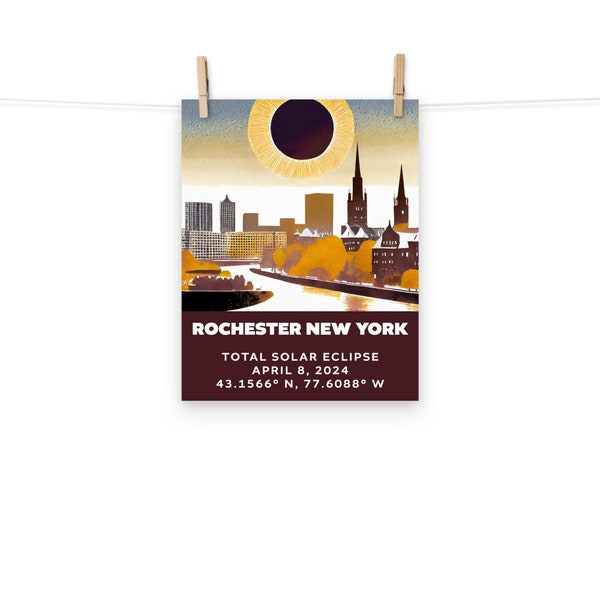 Rochester Ny Eclipse 2024 Poster - Etsy