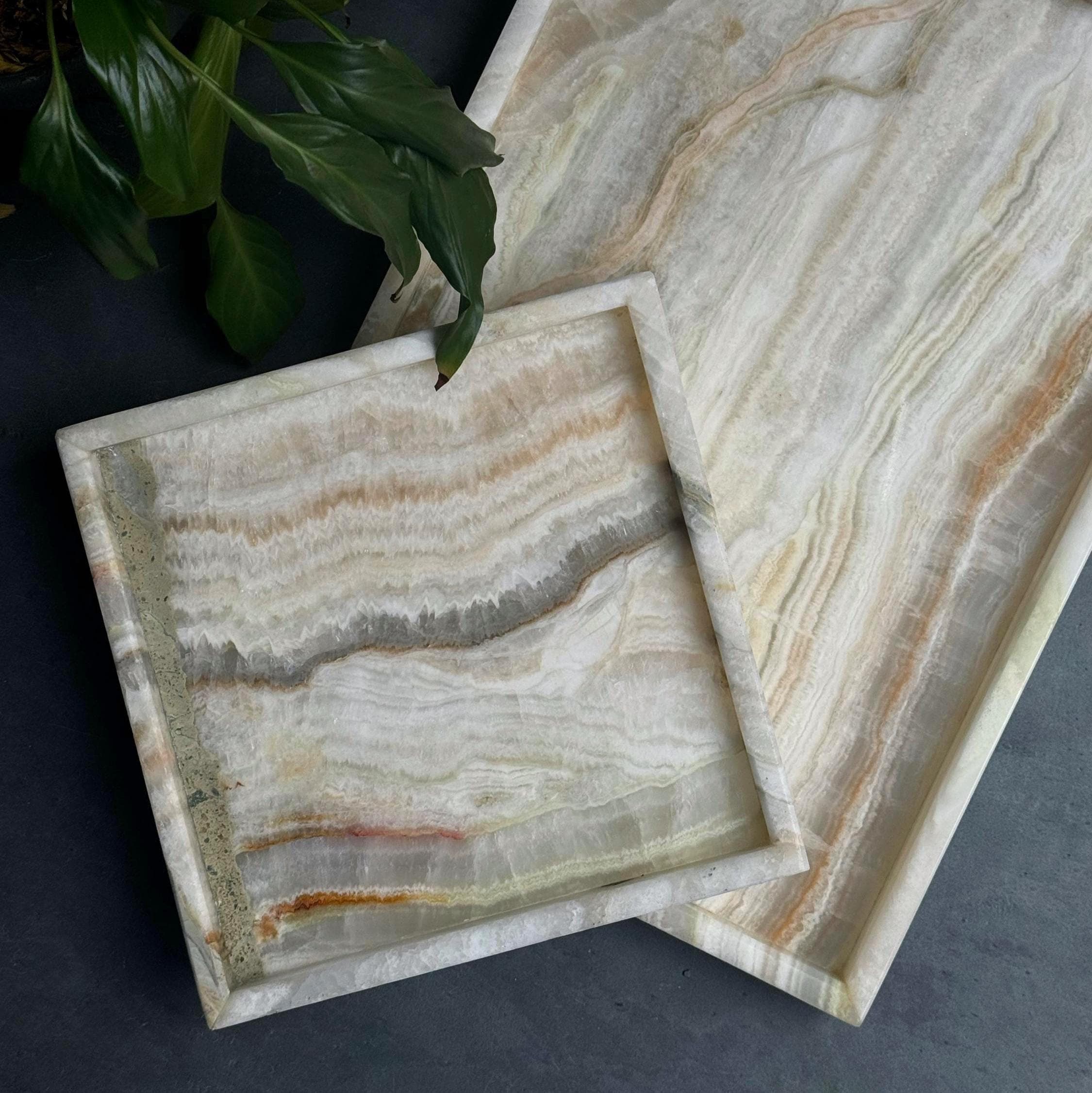 Rainbow Onyx Tray, Natural Stone Vanity Organizer, Luxury Jewelry Dish ...