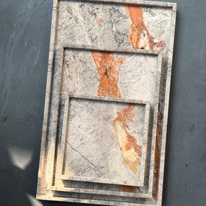 Pastel Grey Marble Decorative Trays, Marble Coffee Table Tray, Natural ...