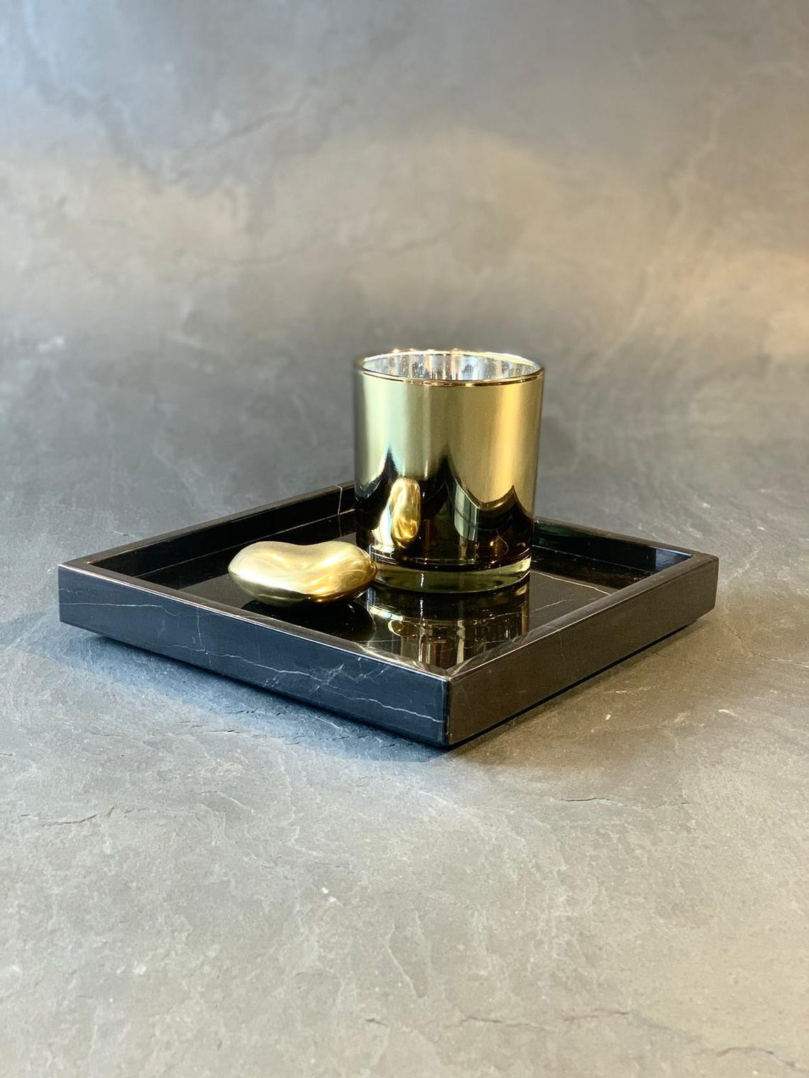 Toros Black Marble Basic Tray, Marble Presentation Tray, Aesthetic ...