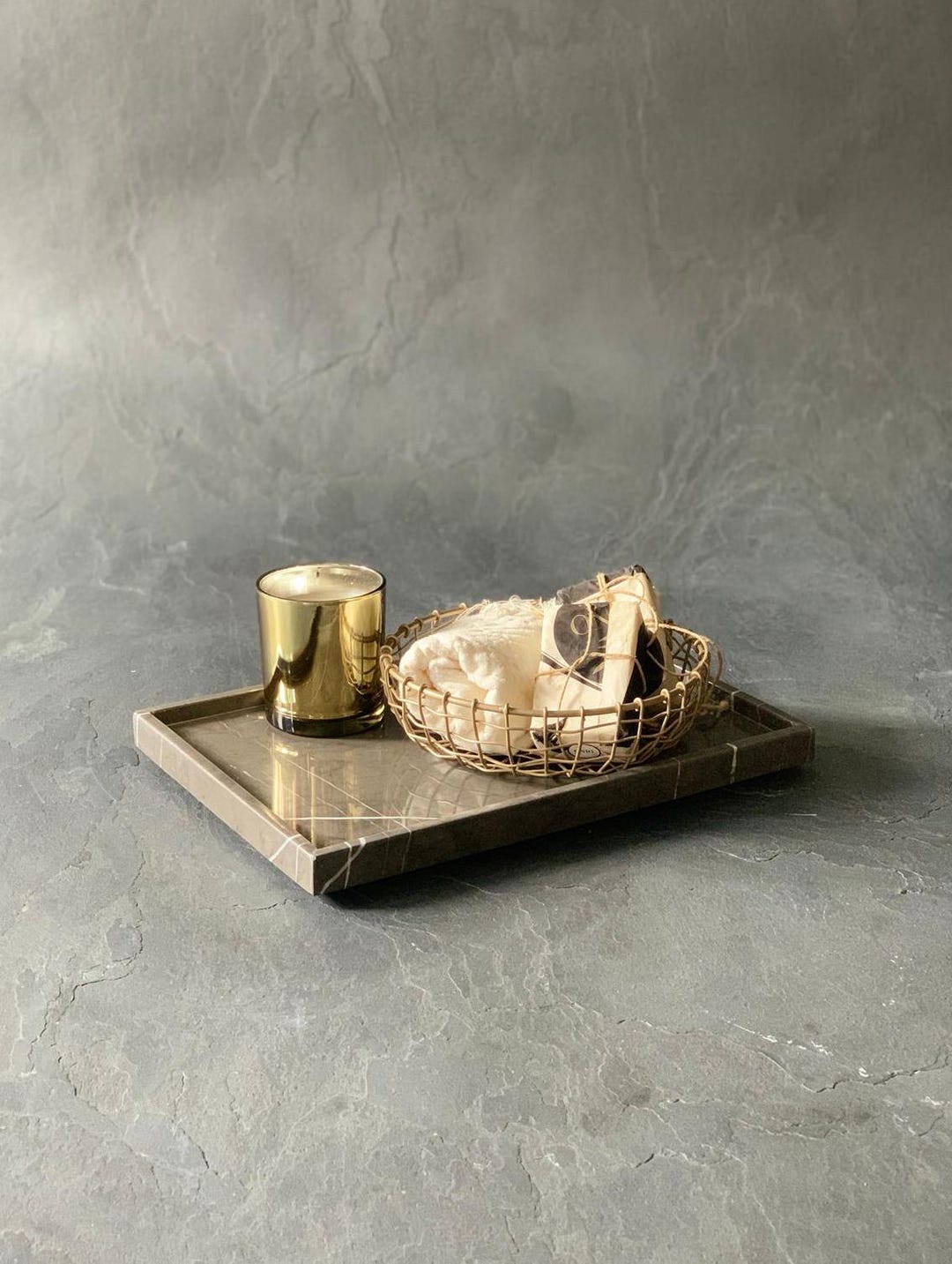 Pietra Grey Marble Decorative Tray, Home Decor Marble Gift, Medium ...