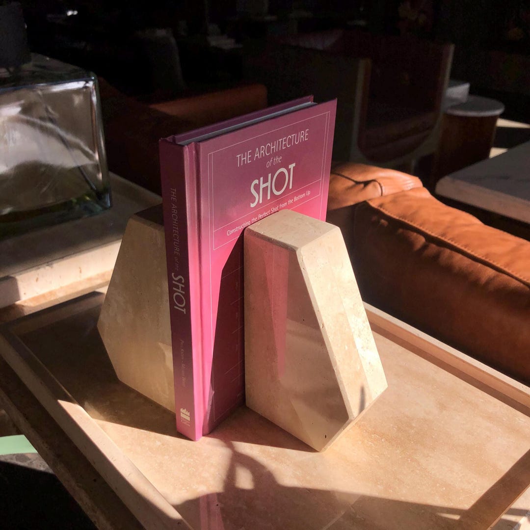 Marble Bookend Set: Natural Stone Bookshelf Decor - Etsy