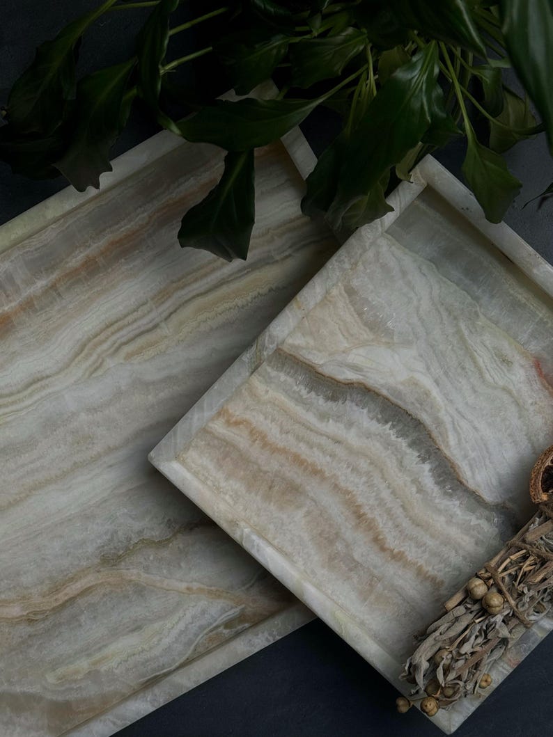 Rainbow Onyx Tray, Natural Stone Vanity Organizer, Luxury Jewelry Dish ...