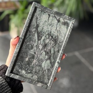 Jade Green Marble Home Tray, Natural Stone Decorative Tray, Stone ...