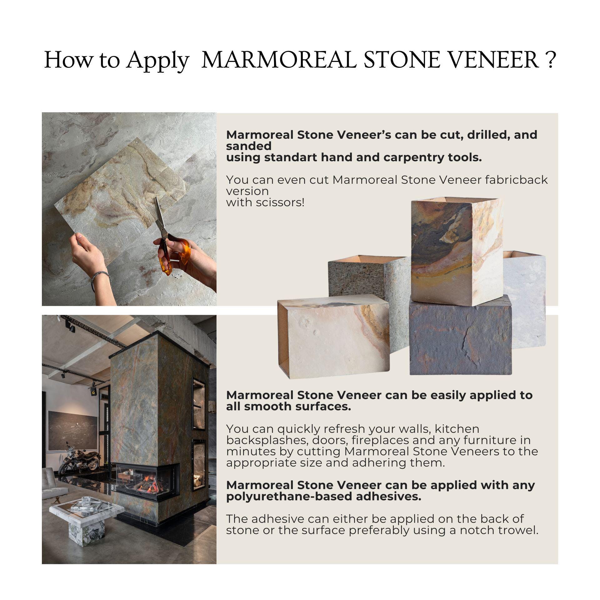 Custom Cut Classic Thin Real Stone Sheet - Marmoreal Stone Veneer - Etsy