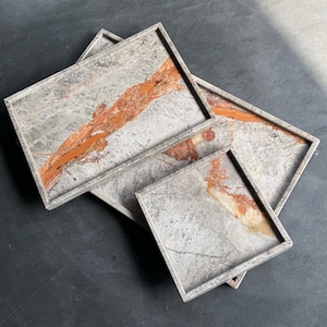 Pastel Grey Marble Decorative Trays, Marble Coffee Table Tray, Natural ...