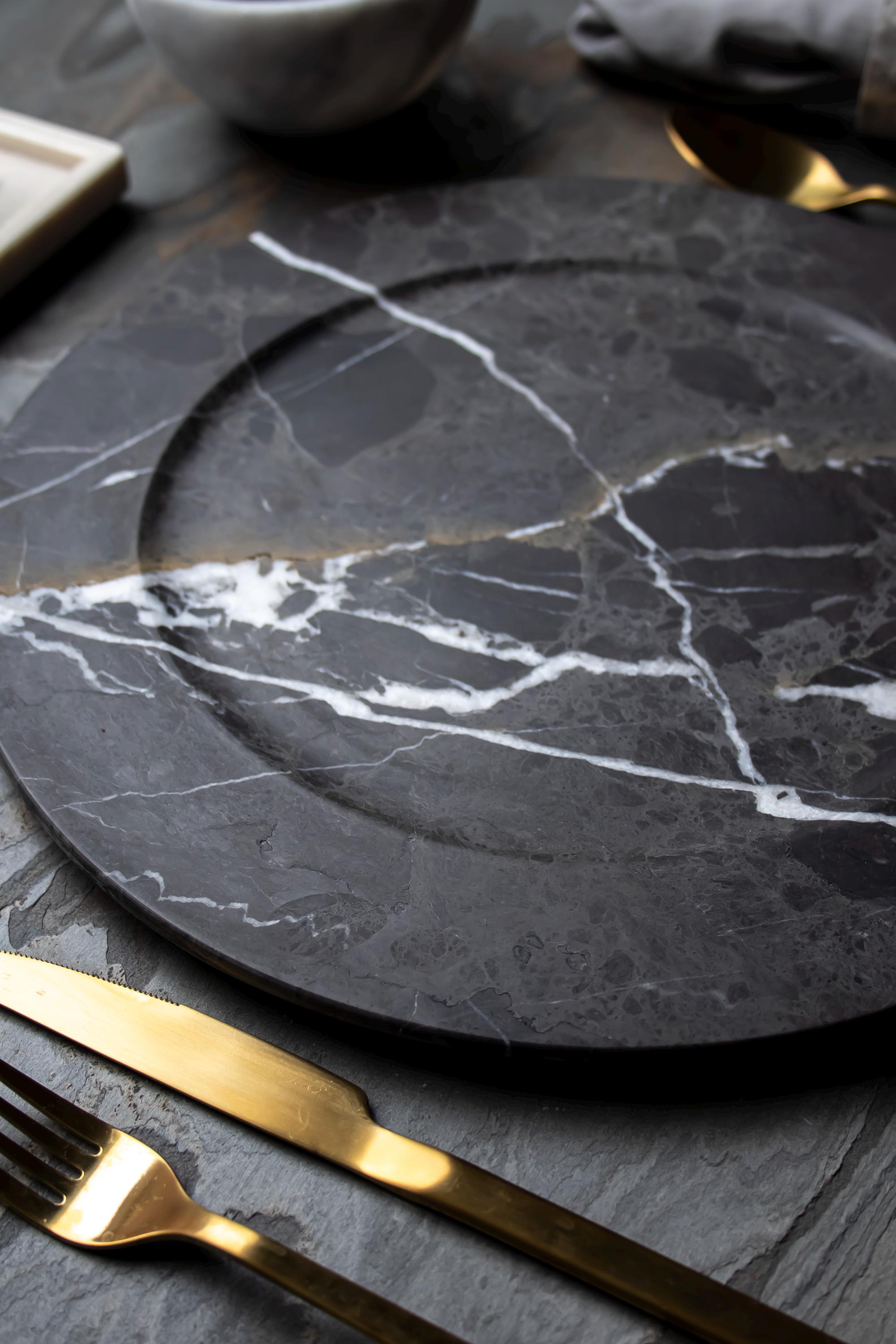 Green Marble Charger Plates, Black Marble Plate, Marble Home Decor ...