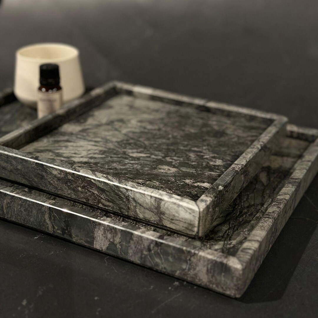 Jade Green Marble Home Tray, Natural Stone Decorative Tray, Stone ...