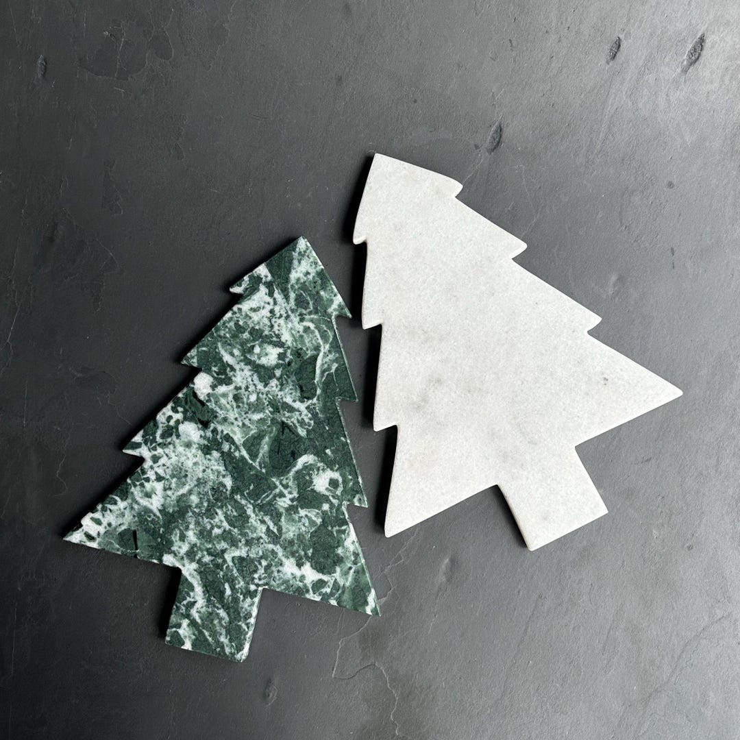 Christmas Tree Natural Stone Tray, Christmas Marble Serving Board ...