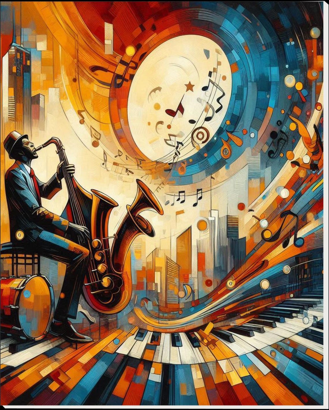 Urban Jazz Rhapsody Contemporary Wall Art Vibrant and Dynamic Artwork ...