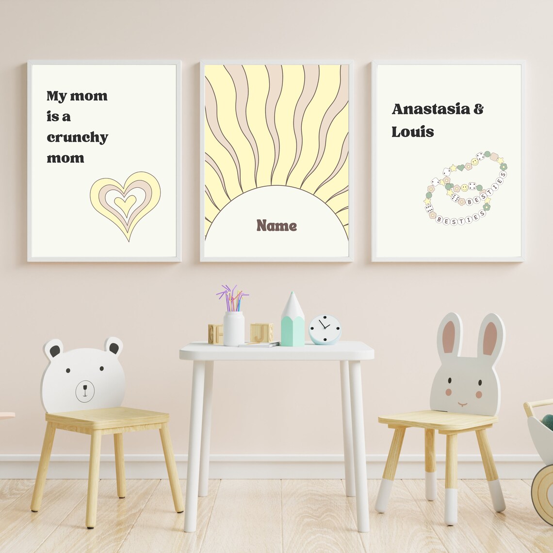 Poster Customized Kids Decor Pastel Kids Room Wall Art Personalized ...