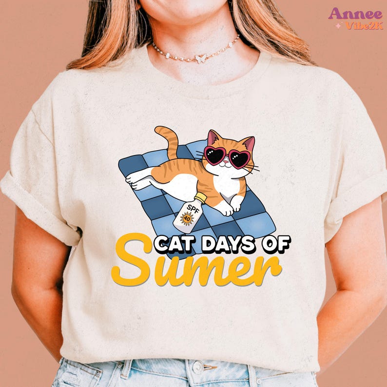 Cat Days of Summer PNG – Funny Summer Cat Clipart, Cute Beach Cat Art ...