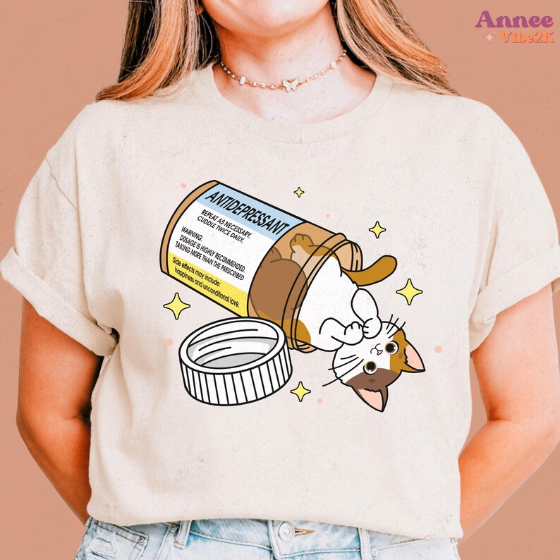 Antidepressant Cat PNG – Funny Mental Health Cat Art, Cute Cat Pill ...