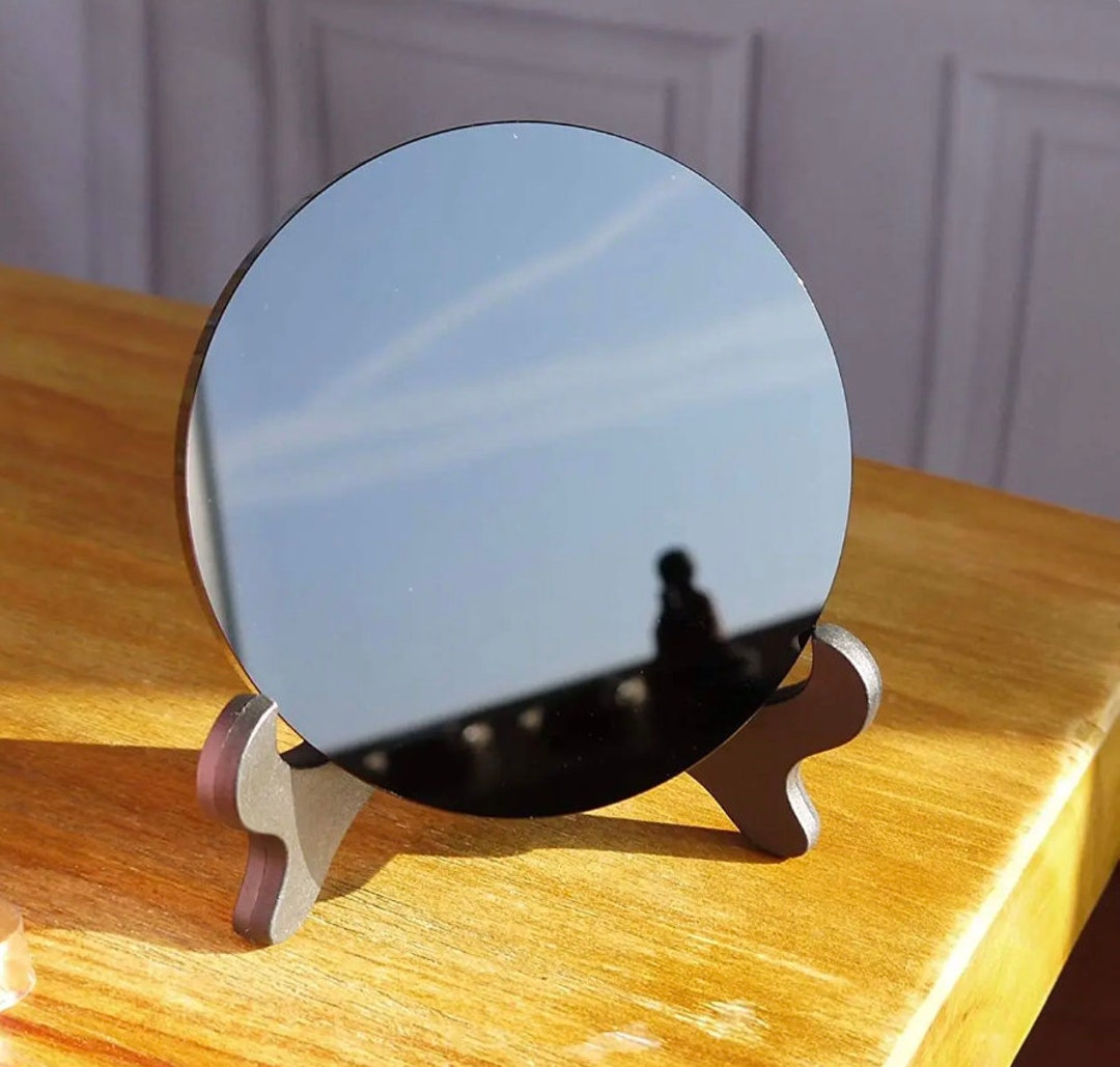Natural Black Obsidian Mirror With Shelf - Etsy