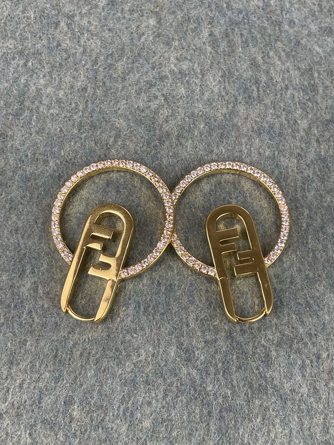 Vintage Fendi Rare Hoop Diamonds Shiny Earrings - Etsy