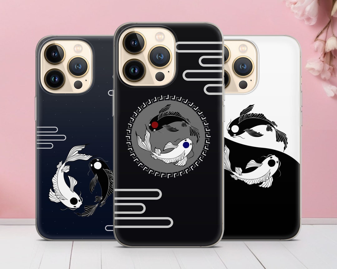 Japanese Koi Fish Case Yin and Yang Japanese Art Cover for iPhone 15 14 ...