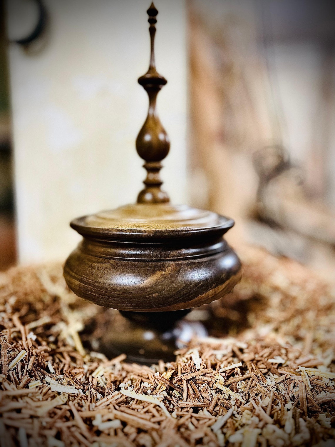 Unique Wooden Turned Lidded Bowl From Walnut - Etsy