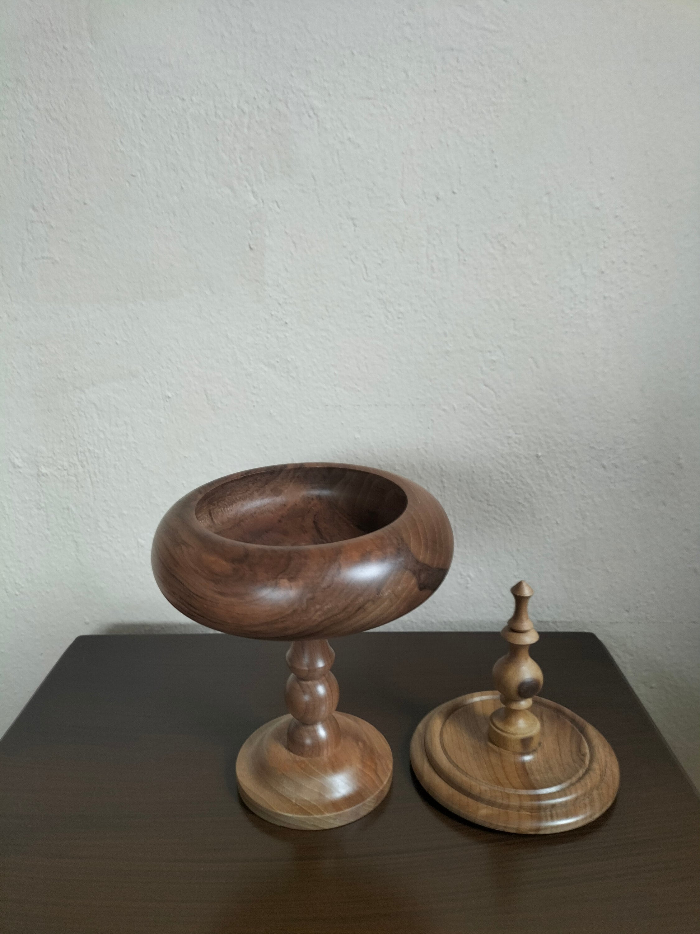 Unique Wooden Turned Lidded Bowl From Walnut - Etsy