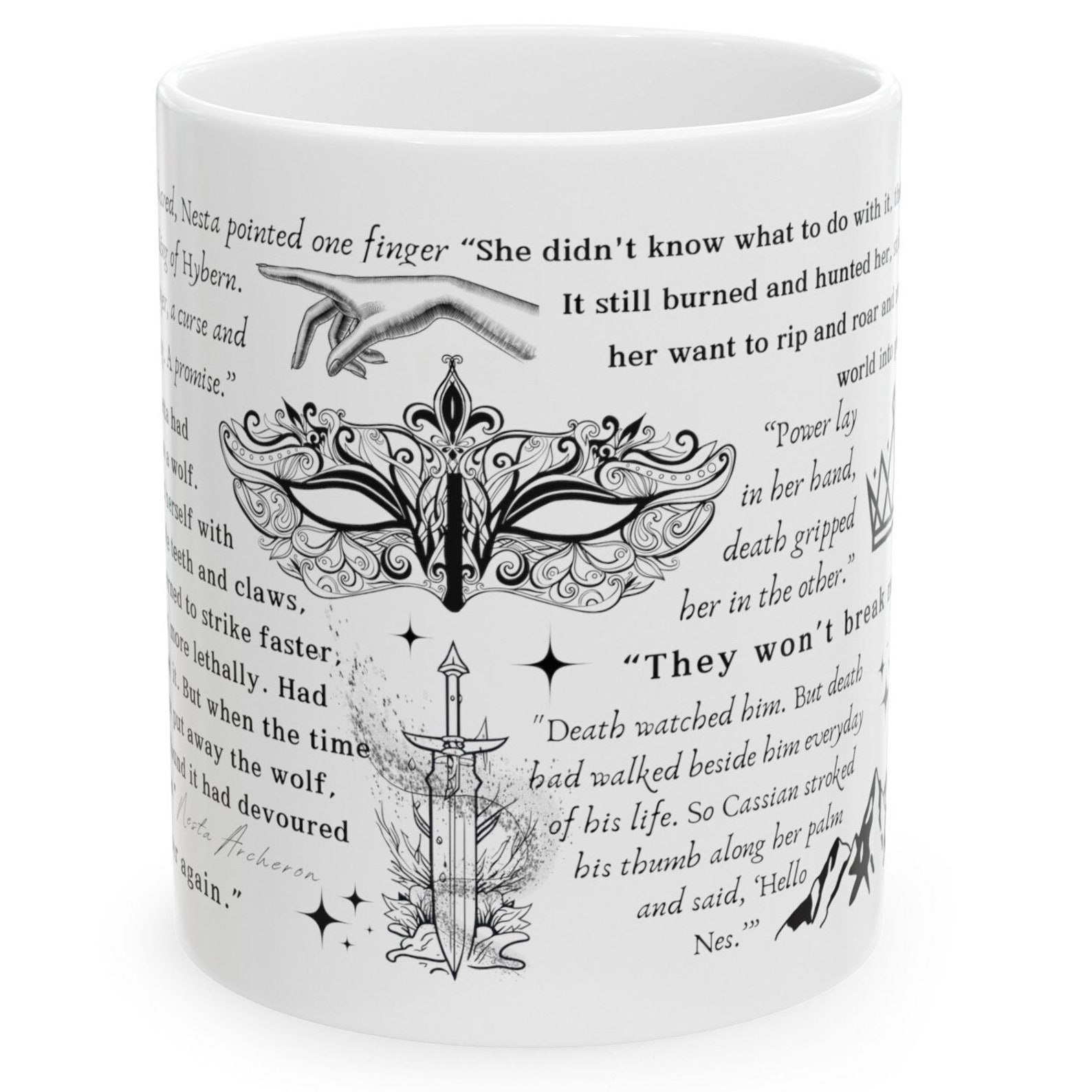 Nesta Archeron Mug, A Court of Silver Flames Merch, Bookish Gift, Book ...