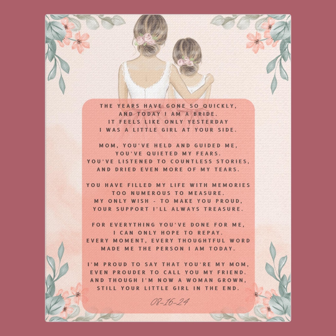 Personalized Mother of the Bride Gift, Mother of the Bride Poem ...