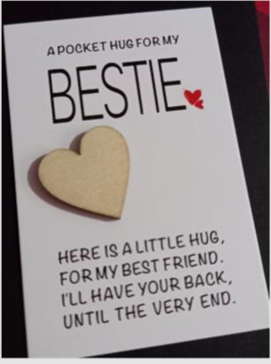 A Wooden Pocket Hug and Wallet Size Card for My Bestie Complete With ...