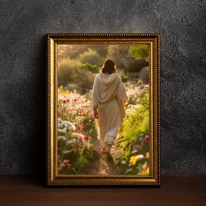 Jesus Digital Art - Sunlit Flower Path Scene, Inspirational Religious ...