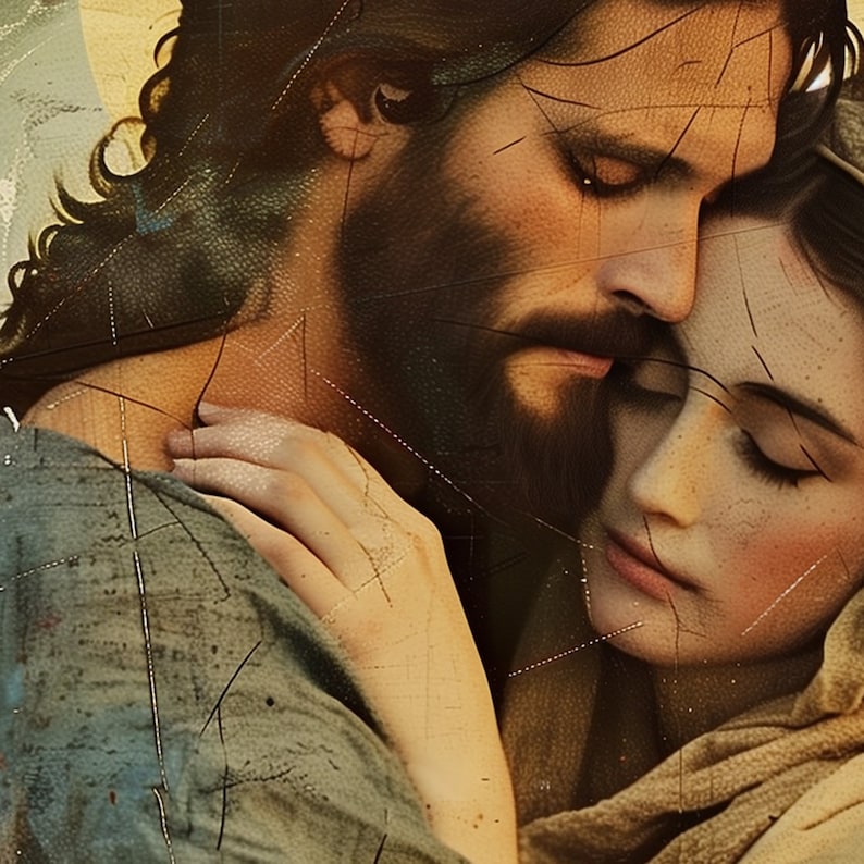 Vintage Jesus Art Print Portrait With Mary Magdalene, Religious Decor ...