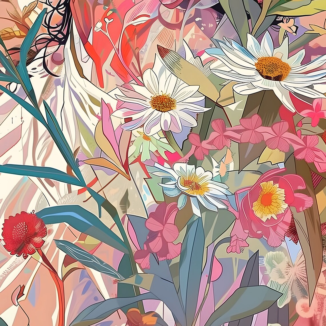 Jesus in Bloom: Jesus Art Illustration, Divine Connection With Nature ...
