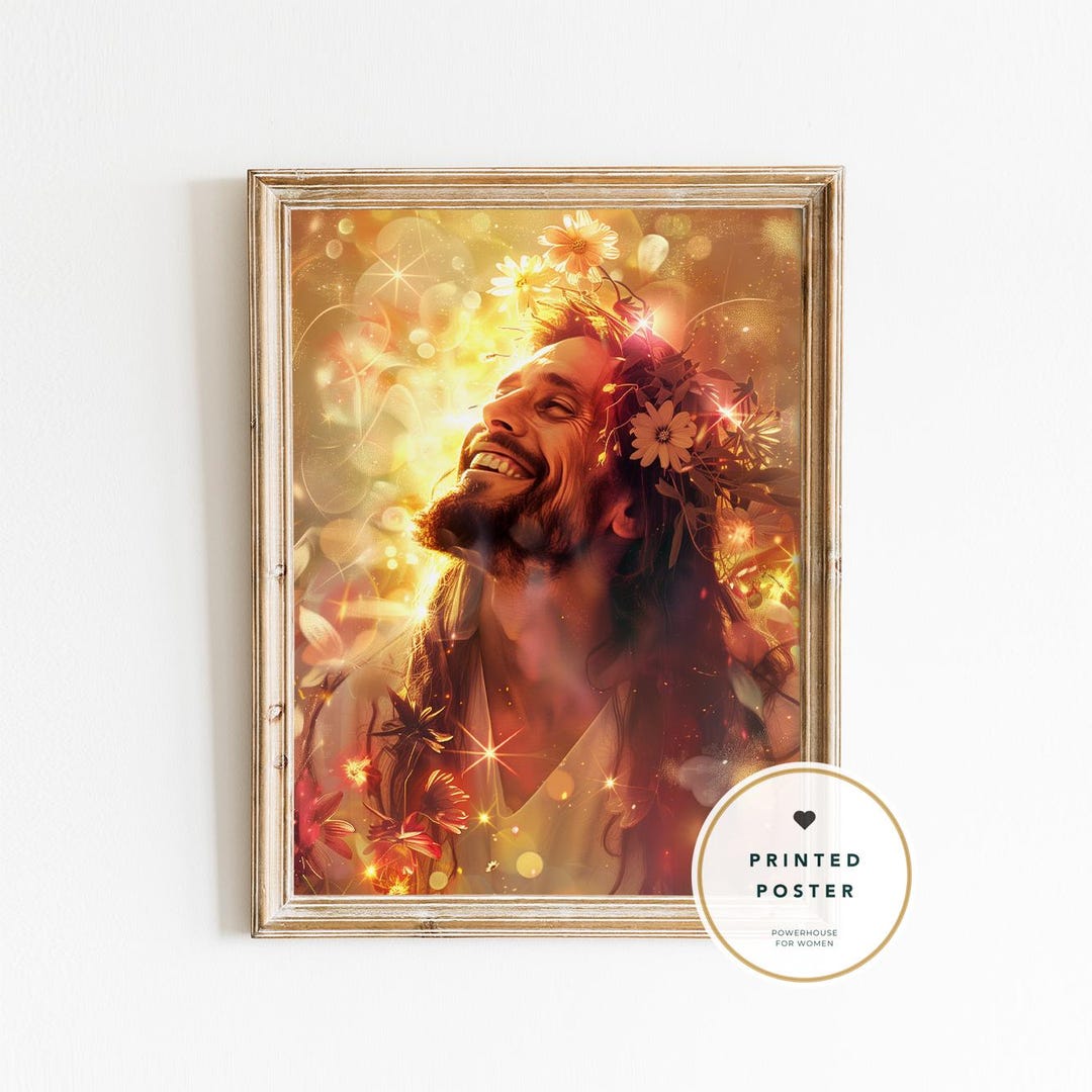 Museum ART PRINT | Jesus Painting - Smiling in a Cosmic Golden ...