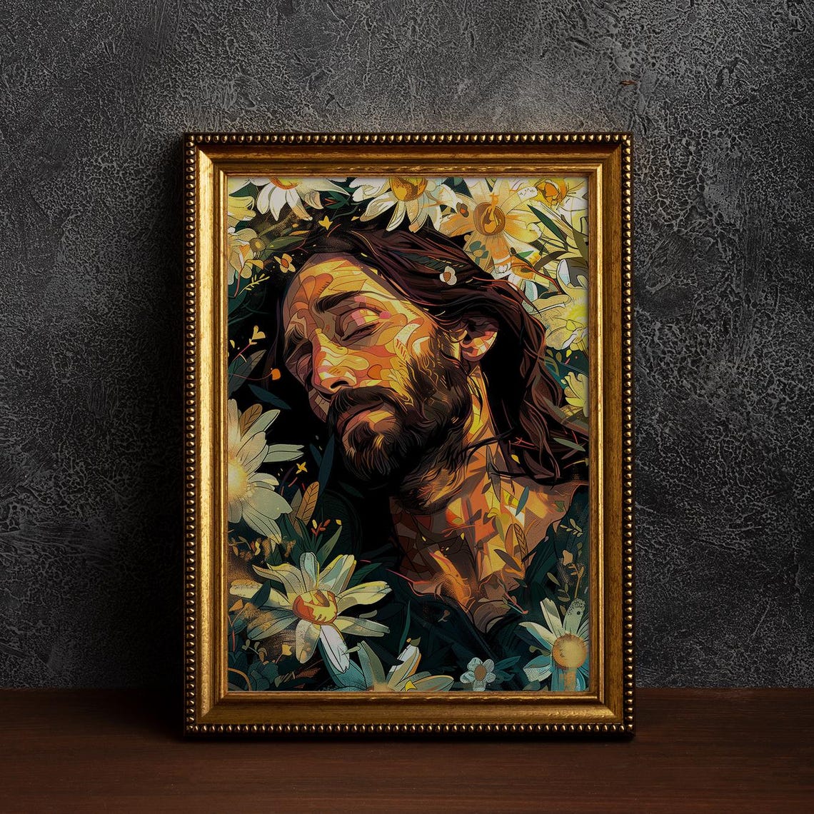 Jesus Art Relaxing in Flowers, Ascension Day Digital Artwork ...
