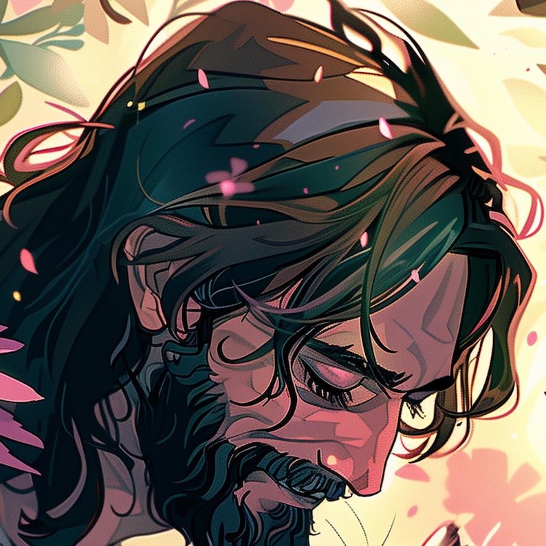 Christian Art: Jesus Smiling With a Cat, Jesus Cats and Flowers ...