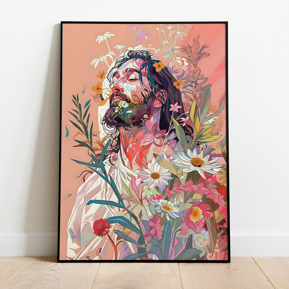 Jesus in Bloom: Jesus Art Illustration, Divine Connection With Nature ...